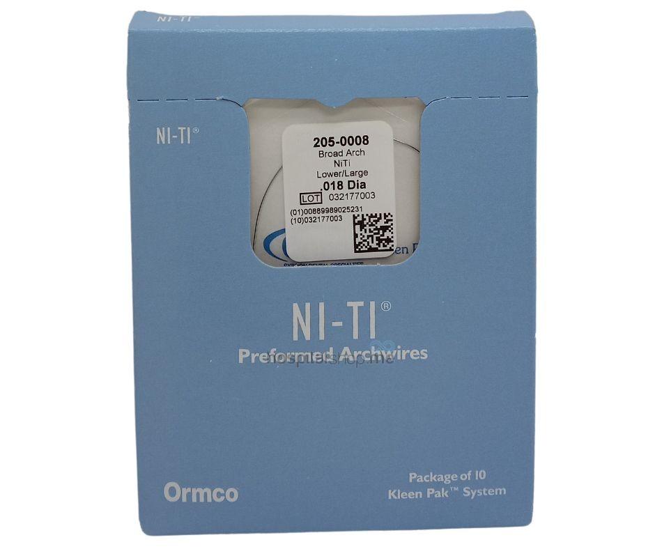 Ormco Broad Archform Niti Round Archwire Lower Large 0.018 10Pcs 205-0008