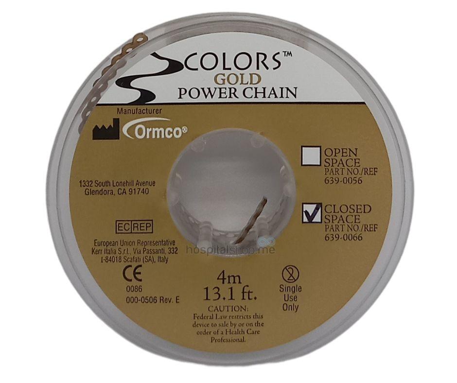 Ormco Power Chain Closed Gold 13.1 Ft 3.99mts Spool 639-0066