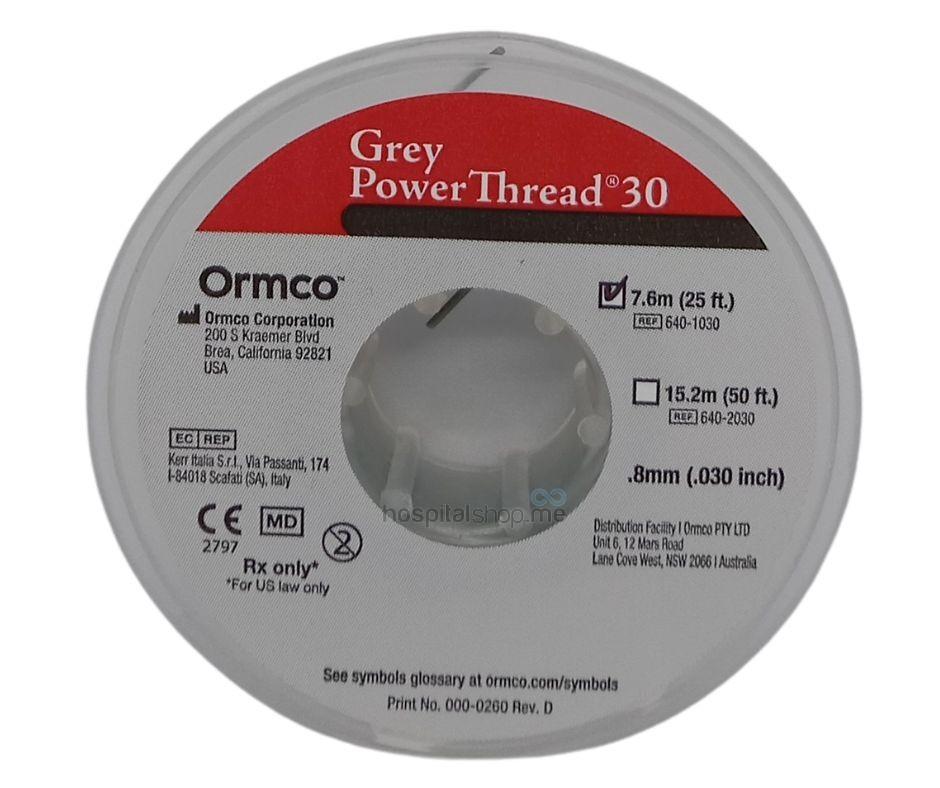 Ormco Power Thread 0.030" 25 Feet Grey Spool 640-1030