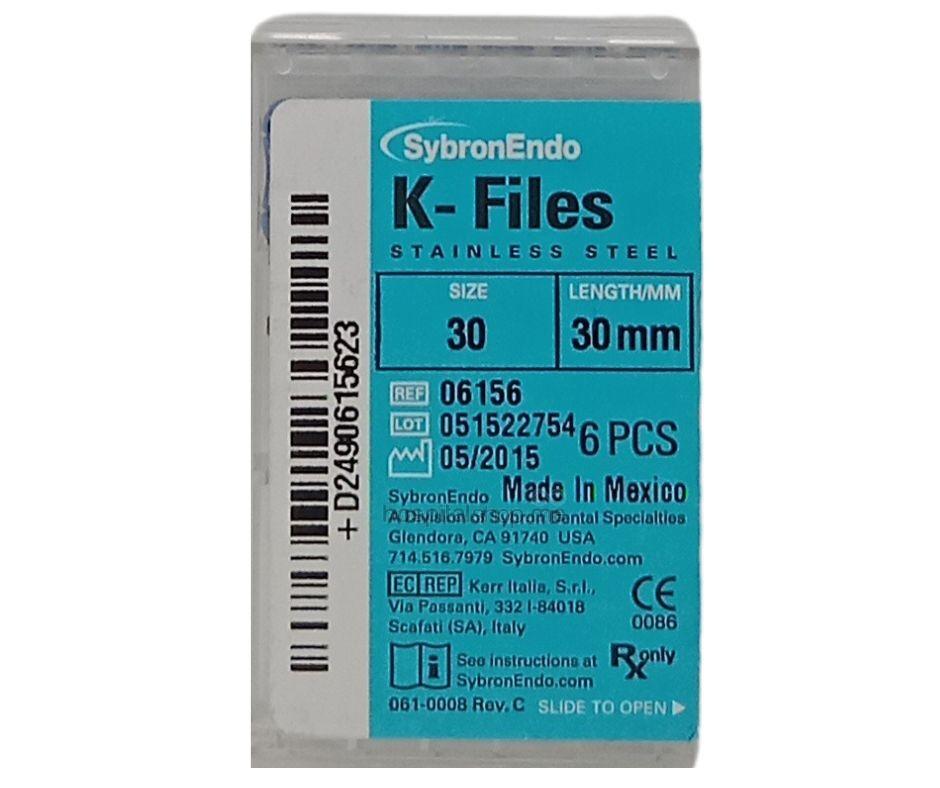 Sybron Endo K-File 2% Taper SS 30mm 30 Blue 6pcs 6156