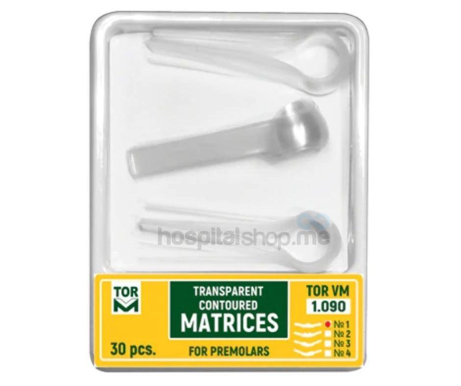 TOR VM Transparent Contoured Matrices Premolars One Central Ledge 30Pcs ...