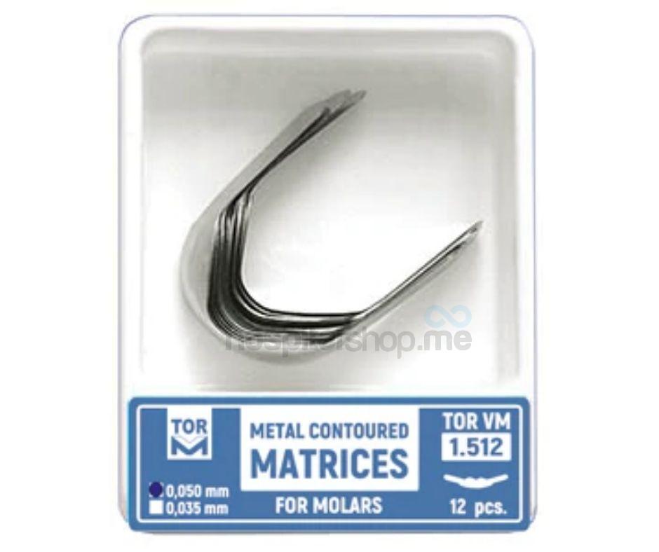TOR VM Metal Contoured Matrix for Molars Full Ledge 7mm Width 12pcs 1.512