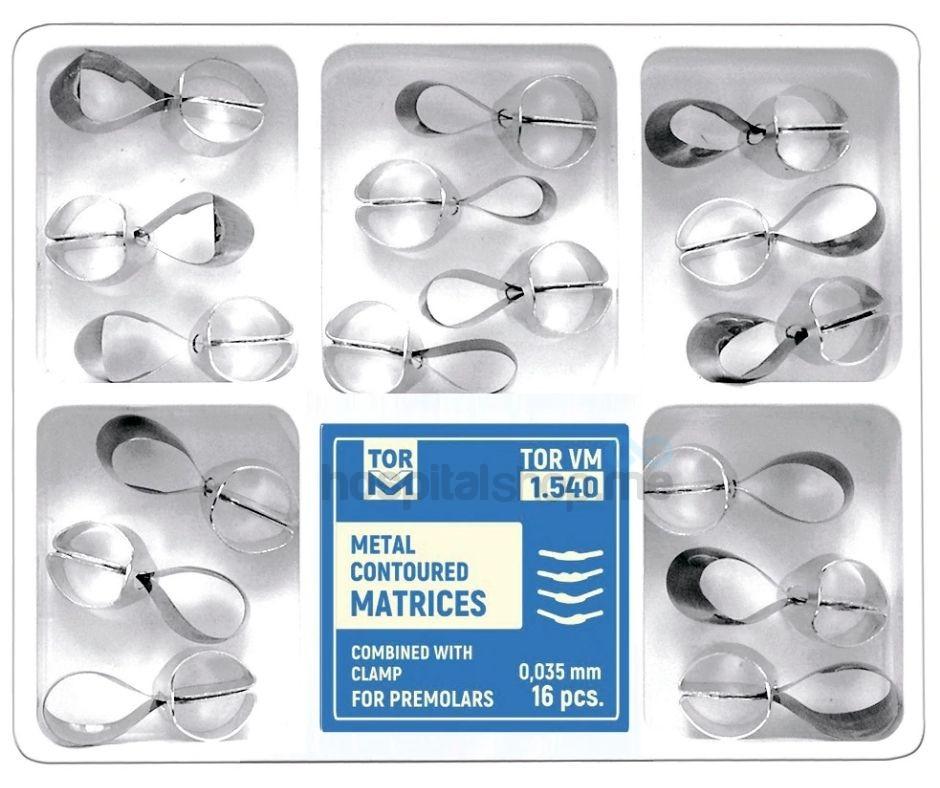 TOR VM Matrices SS Contoured Combined for Clamp for Premolars 16pcs Kit ...