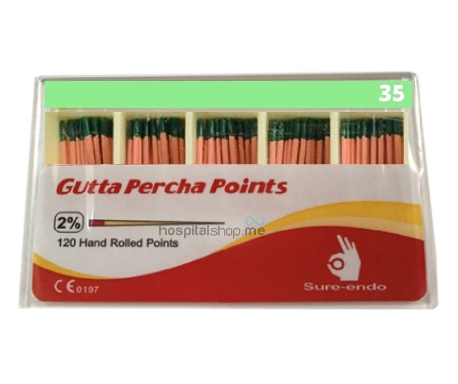 Sure Endo Gutta Percha Points 35 Green 120 points