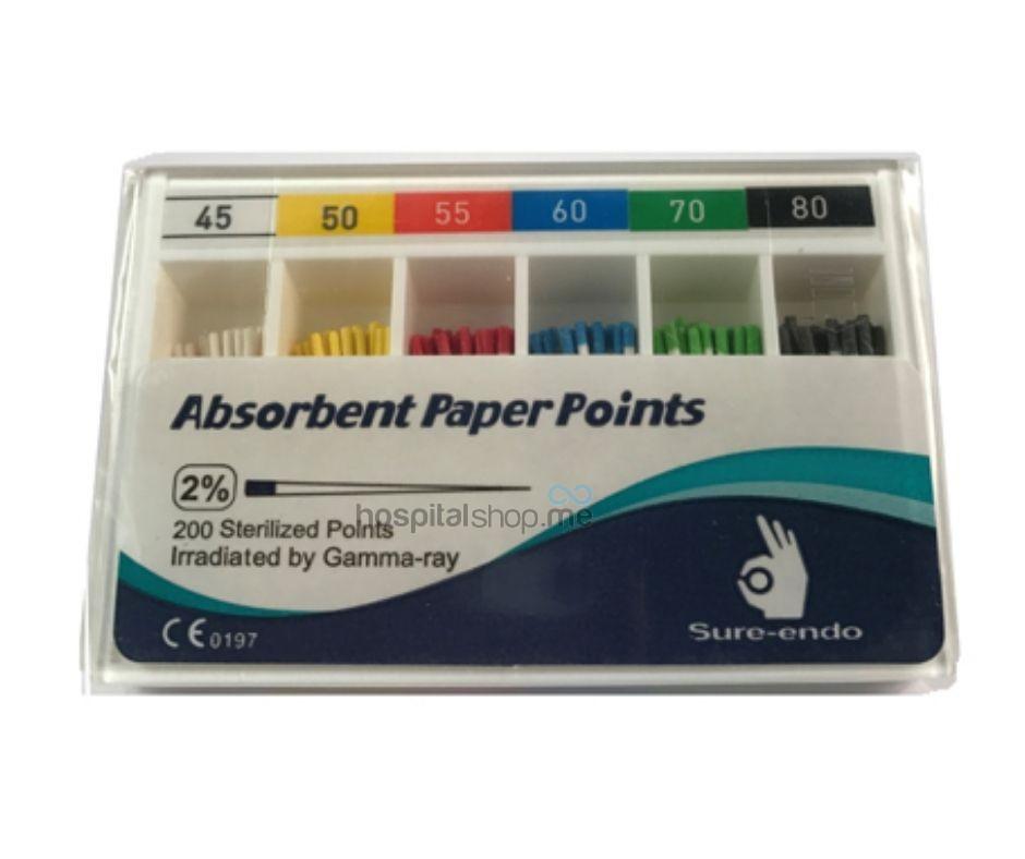 Sure Endo Paper Points 45-80 assorted 200 points