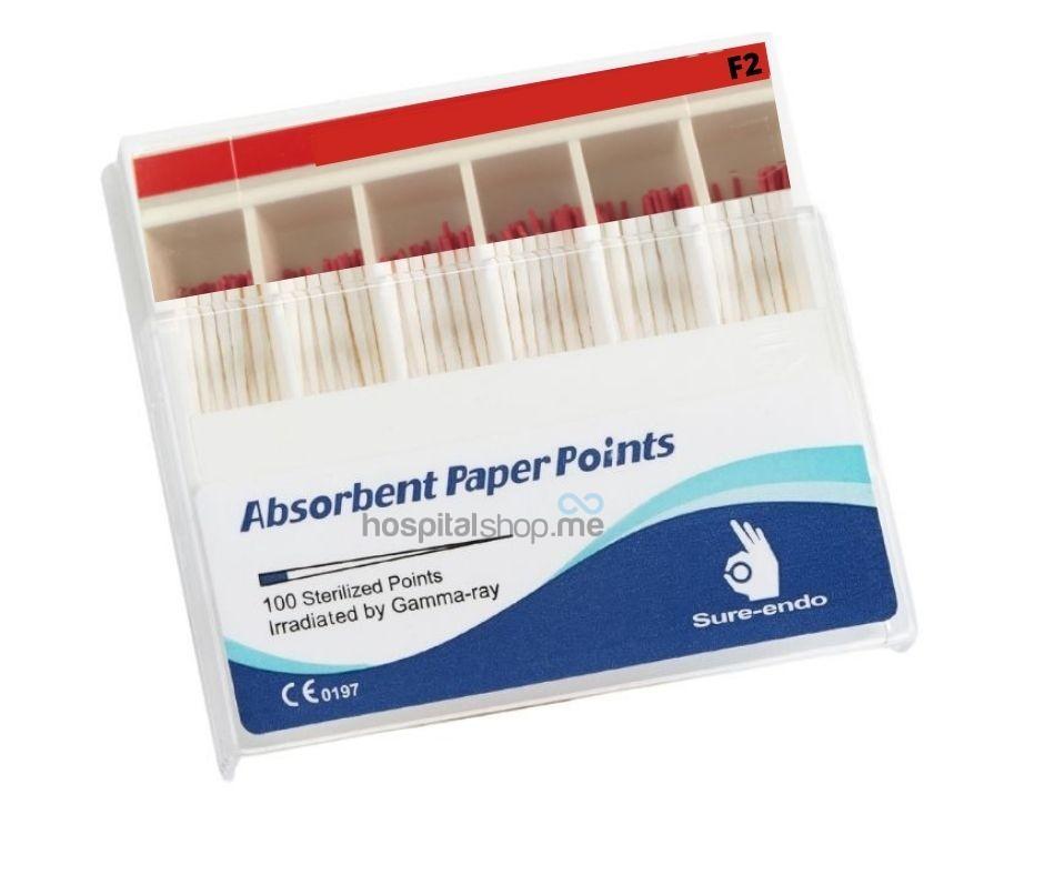 Sure Endo Paper Points F2 Red 100 points
