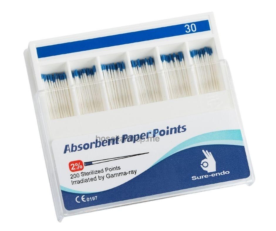 Sure Endo Paper Points 30 Blue 200 points