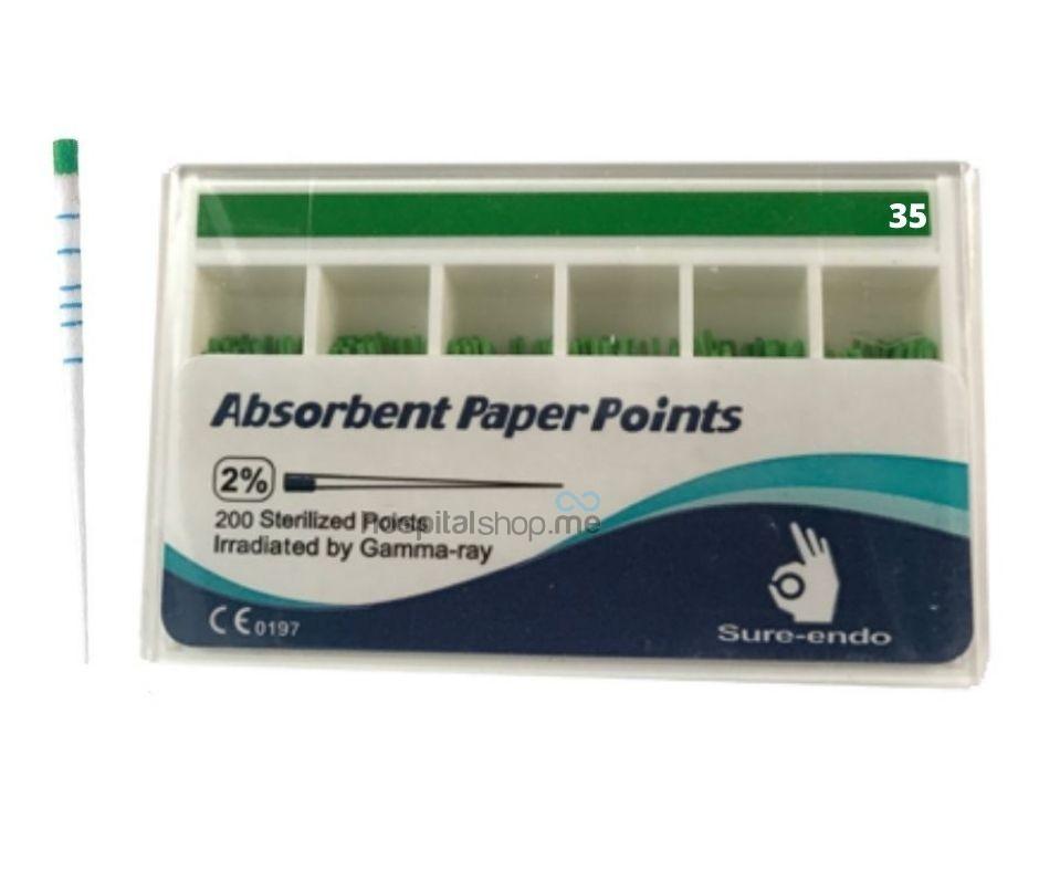 Sure Endo Paper Points 35 Green 200 points