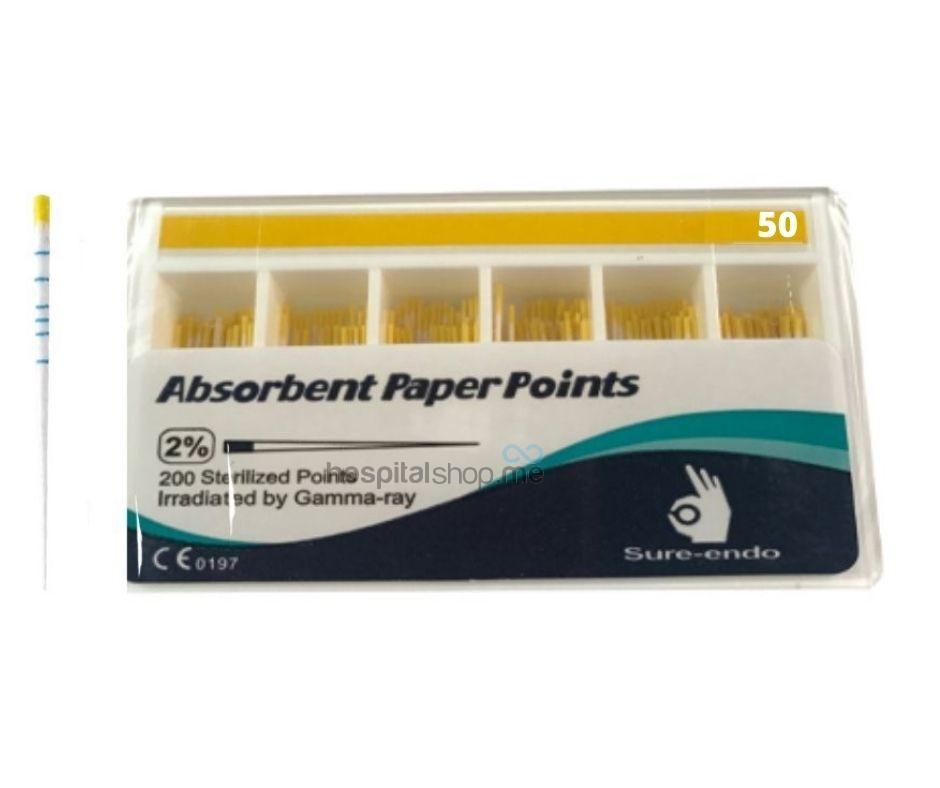 Sure Endo Paper Points 50 Yellow 200 points