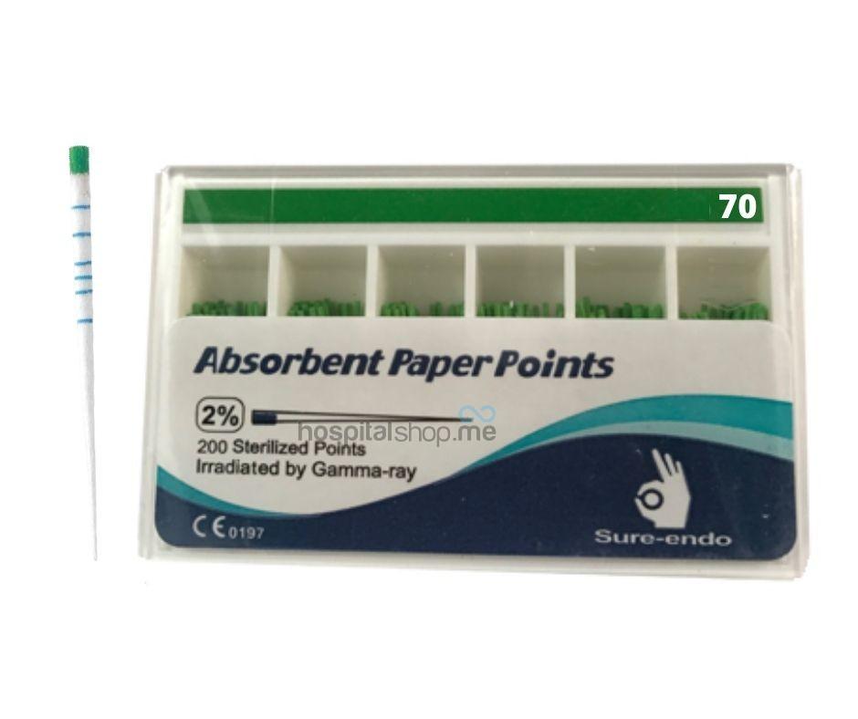 Sure Endo Paper Points 70 Green 200 points